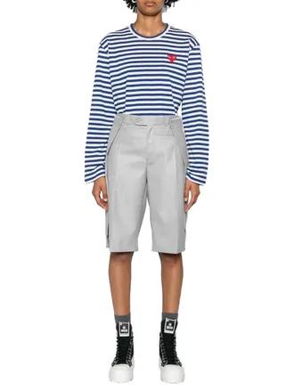 Comme Des Gar&ccedil;ons Striped Red Heart T-Shirt