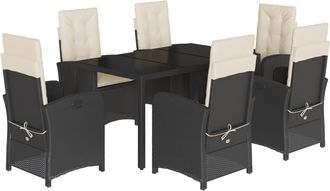 vidaXL Set Da Pranzo Da Giardino 7 Pz Nero Con Cuscini In Polyrattan - Vidaxl