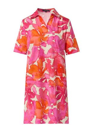 Comma Minikleid Kleid Baumwoll-Kleid mit Hemdkragen und All-over-Print
