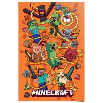 Reinders Poster, Minecraft - funtage montage, Kinderzimmer, Poster, Wanddeko, Room Decor, 150 gr. gl&auml;nzend Bilderdruckpapier, Orange, 91,5 x 61cm