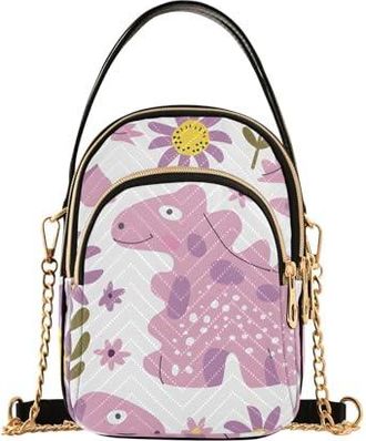 Mnsruu Sac à bandoulière pour femme - Petit sac à bandoulière avec sangle réglable - Motif dinosaure - Rose