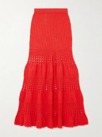 Escvdo Jupe Longue En Coton Crocheté Reflejo - Orange