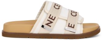 Celine Mens Slides Pitea Cream Fabric Cotton Flip Flops &