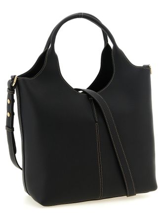 Tod's Womens Calfskin Tote Black Leather