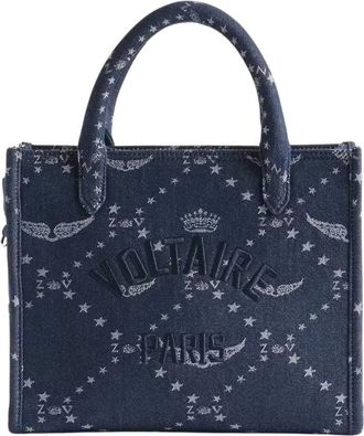Zadig&Voltaire Femme, Sacs, Bleu, Taille: ONE Size Angel Tote XS Denim Monogram
