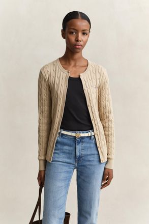 GANT Damen Strickjacke mit Zopfmuster (XXXL) OAT BEIGE