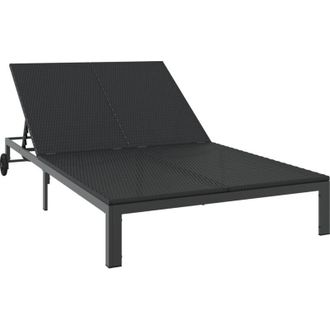 vidaXL Transat 2-personne Noir 60 x 200 x 27cm polyrotin vidaXL