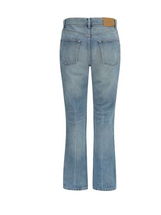 Saint Laurent Womens Authentic Straight Jeans Medium Blu Cotton