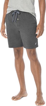 Nautica Herren Weiche Strick-Shorts mit Elastischem Bund Pyjamaoberteil, Dunkelgrau meliert, Large