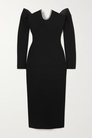 SAFiYAA Bessy Schulterfreies Midikleid Aus Stretch-cr&ecirc;pe Mit Verzierung - Schwarz