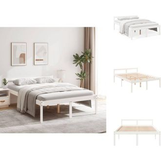 vidaXL Seniorenbett Wei&szlig; 120x200 cm Massivholz Kiefer - Seniorenbett - Bett Gestell - Kiefernholz - Massivholzbette - Doppelbett