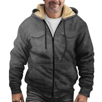 Generic Veste &agrave; capuche zipp&eacute;e en polaire doubl&eacute;e pour homme - Confortable avec poches chaudes - Doux - Pour lhiver - V&ecirc;tement dext&eacute;rieur d&eacute;contract&eacute;, Gris 01