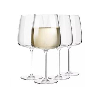 Krosno Verres à vin blanc | Lot de 4 | Capacité totale 650 ml - capacité utile 480 ml | Verres à boire cadeau de mariage | Parfait pour la maison, les restau