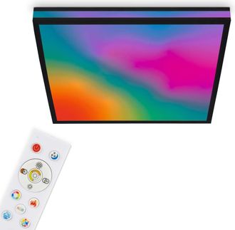 Telefunken LED Deckenleuchte RGBIC Magic, LED Deckenlampe CCT, inkl. Randlicht, Dimmbar, Farbwechsel, Fernbedienung, Nachtlicht, 450x450x75 mm (LxBxH), Schwarz, 