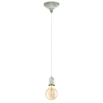 Eglo Pendelleuchte Yorth, 1 flammige Schnurpendel H&auml;ngelampe Vintage, Industrial, H&auml;ngeleuchte aus Stahl in Wei&szlig; gekalkt, Kabel in Grau, Esstischlampe, Woh