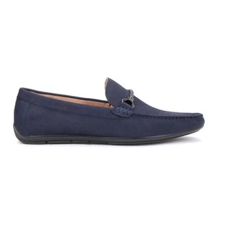 Kazar Herren stilvolle Nubuk marineblaue Mokassins mit einer Applikation - - Shoes - Herren - Blau - 41 EU