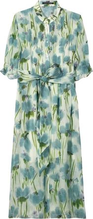 Luisa Cerano Femme, Robes, Multicolore, Taille: 40 FR Robe en ramie &agrave; imprim&eacute; floral