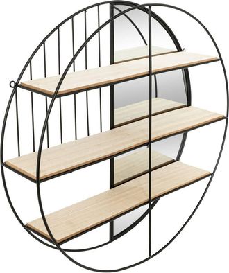 Atmosphera Atmosphera - Wandregal mit Spiegel Zina Metall schwarz d56cm