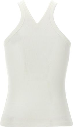 Courr&egrave;ges Ribbed Cotton Criss-Cross Tank Top - White