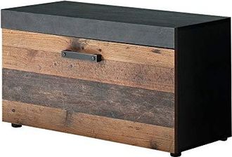 Trendteam Indy - Kommode - Eiche/Grau - Garderobensitzbank mit 1 Klappe und 2 Einlegeböden - (BxHxT) 80 x 45 x 37 cm - antikfarbene Griffe