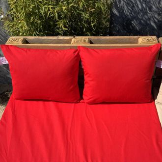 HOME MAISON Ensemble de 2 coussins ext&eacute;rieurs pour salon palette Rouge 50x60 cm