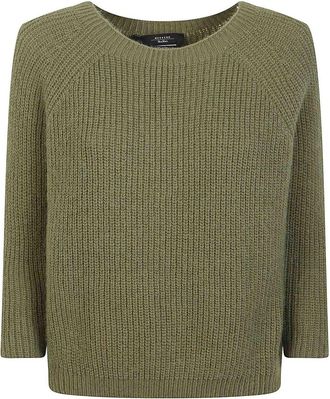 Max Mara Rundhalspullover - Gr&uuml;n