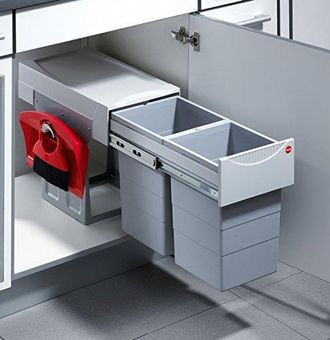 Hailo 3666801 Collecteur de d&eacute;chets TA Swing 40.2/30 Plus pour armoires de 400 mm de Largeur avec Porte pivotante, Plastique, Gris, 48,2 x 30.2 x 40 cm