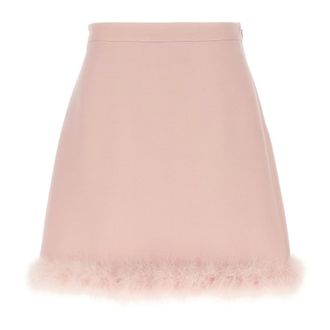 Valentino Garavani Femme, Jupes, Rose, Taille: 38 FR Jupe Courte Crepe Couture avec Plumes