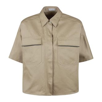 Brunello Cucinelli Femme, Blouses et Chemises, Beige, Taille: 36 FR Camicia M/C