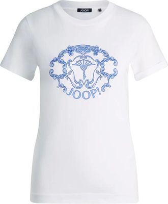 Joop Femme, Tops, Blanc, Taille: 38 FR T-shirt avec motif logo et application de cristaux