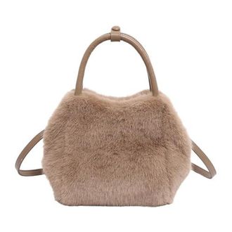 Generic Sac bandouli&egrave;re peluche douce pour femmes, petit sac &agrave; main avec poign&eacute;e, design uni, automne hiver