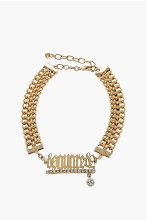 Dsquared2 Brass Logoed Choker with Rhinestones size Unica