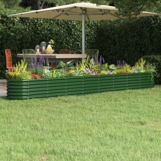 vidaXL Vidaxl - Lit sur&eacute;lev&eacute; de jardin Acier enduit de poudre 332x40x36 cm Vert