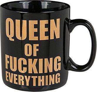 Out of the Blue 78/8278 Steingut-Becher, Queen Fucking Everything, Schwarz, 1 Stück (1er Pack)