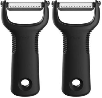 Oxo Good Grips Sparsch&auml;ler f&uuml;r Juliennestreifen aus Edesltahl, Schwarz (Packung mit 2)