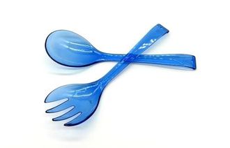 Kimmel Lot de 2 couverts à salade en plastique bleu transparent