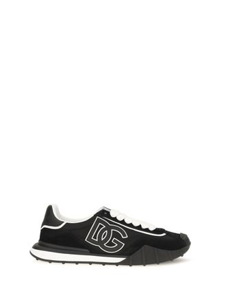Dolce & Gabbana DG Logo Leather Sneakers - Black