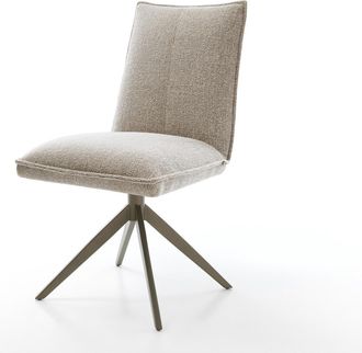 DELIFE Drehstuhl Lelio-Flex Webstoff Soft Beige Kreuzgestell breit Effektfinish Titan 360&deg; drehbar Wippfunktion Taschenfederkern, Esszimmerst&uuml;hle