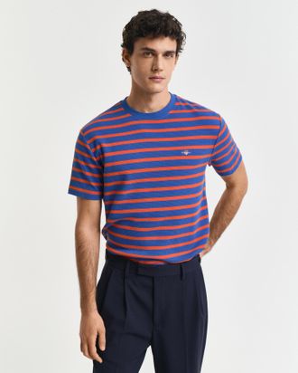 GANT Herren Waffle T-Shirt mit Streifen (XXXL) RICH Blau