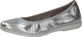 Caprice Damen Ballerinas aus Leder Flach, Silber (Silver Metal.), 37 EU