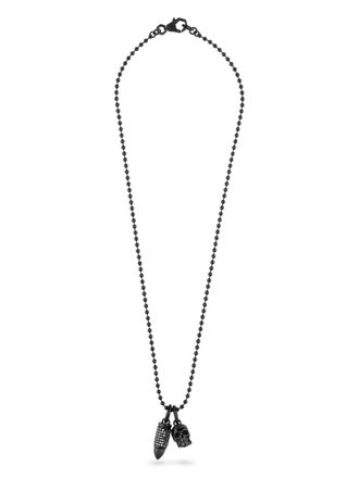 Philipp Plein collier à pendentif tête de mort - Noir