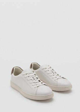 Mango Ledersneakers mit Kontrasteinsatz wei&szlig; - Herren - 41 - MANGO MAN