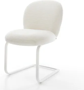 DELIFE Freischwinger Nube-Flex Boucl&eacute; Soft Beige Freischwinger flach Wei&szlig; Taschenfederkern, Esszimmerst&uuml;hle