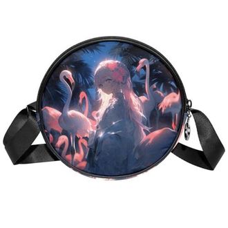 Generic Sac &agrave; bandouli&egrave;re Circle pour femme, petit sac &agrave; bandouli&egrave;re avec fermeture &eacute;clair, bretelles r&eacute;glables, sac &agrave; main rond d&eacute;contract&eacute; pour femmes et fi