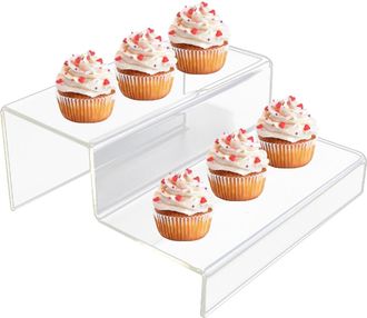 Generic Acrylerh&ouml;hung - Anzeige Transparente Acrylst&auml;nder f&uuml;r die Anzeige | 2/3 Stufen Acryl Display Riser f&uuml;r Display Cupcake Figuren Schmuck Desserts