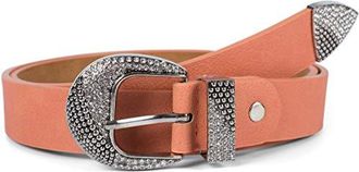 styleBREAKER Ceinture pour dames de couleur unie avec boucle décorée de strass, raccourcissable 03010107, taille:95cm, couleur:Abricot
