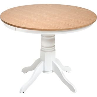 Beliani Beliani - Table de Salle &agrave; Manger Extensible Bois de Fr&ecirc;ne Ronde 100 cm Marron Clair Akron