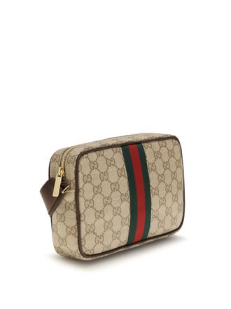 Gucci Mens Gg Shoulder Bag With Web Stripe Vint.san-Dk Br-Vrv-D Cotton; Linen; Polyurethane Vint.san/dk Br/vrv/d