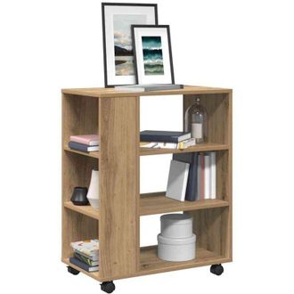 vidaXL Vidaxl - Armoire roulante en bois ding&eacute;nierie ch&ecirc;ne artisanal 60x35x75 cm - 4 roulettes pivotantes dont 2 verrouillables - Rangement mobile pour