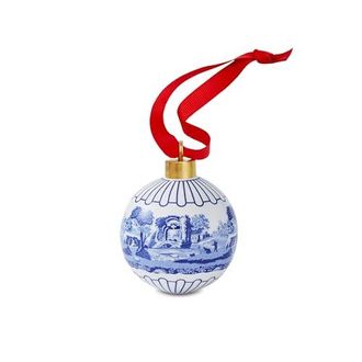 Spode Blaue italienische Weihnachtskugel - volle Szene einzeln